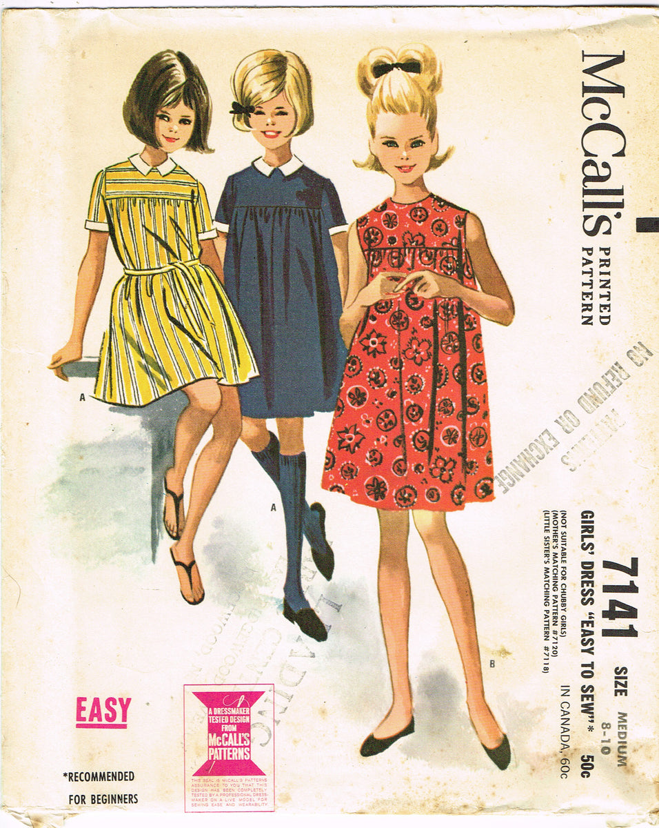 McCall 7141: 1960s Easy Little Girls Dress Vintage Sewing Pattern – Vintage4me2