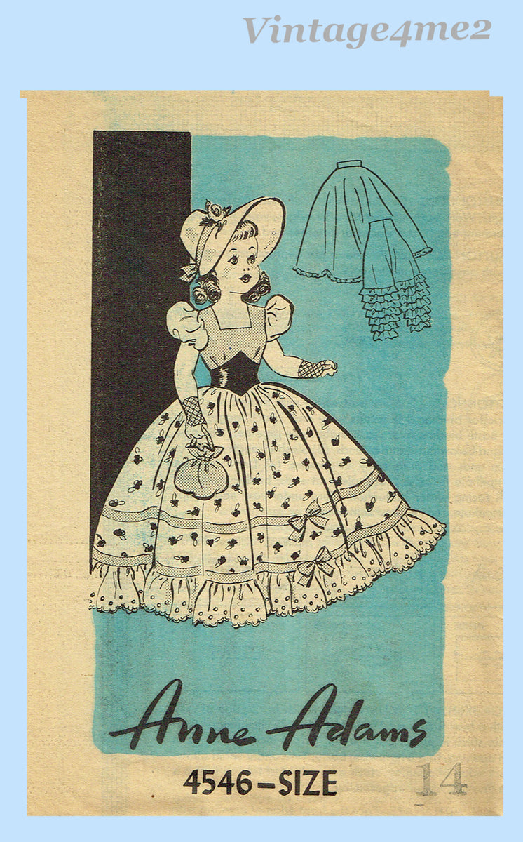 Anne Adams 4546: 1950s Scarlett O'Hara 14 Inch Doll Clothes Vintage Se ...