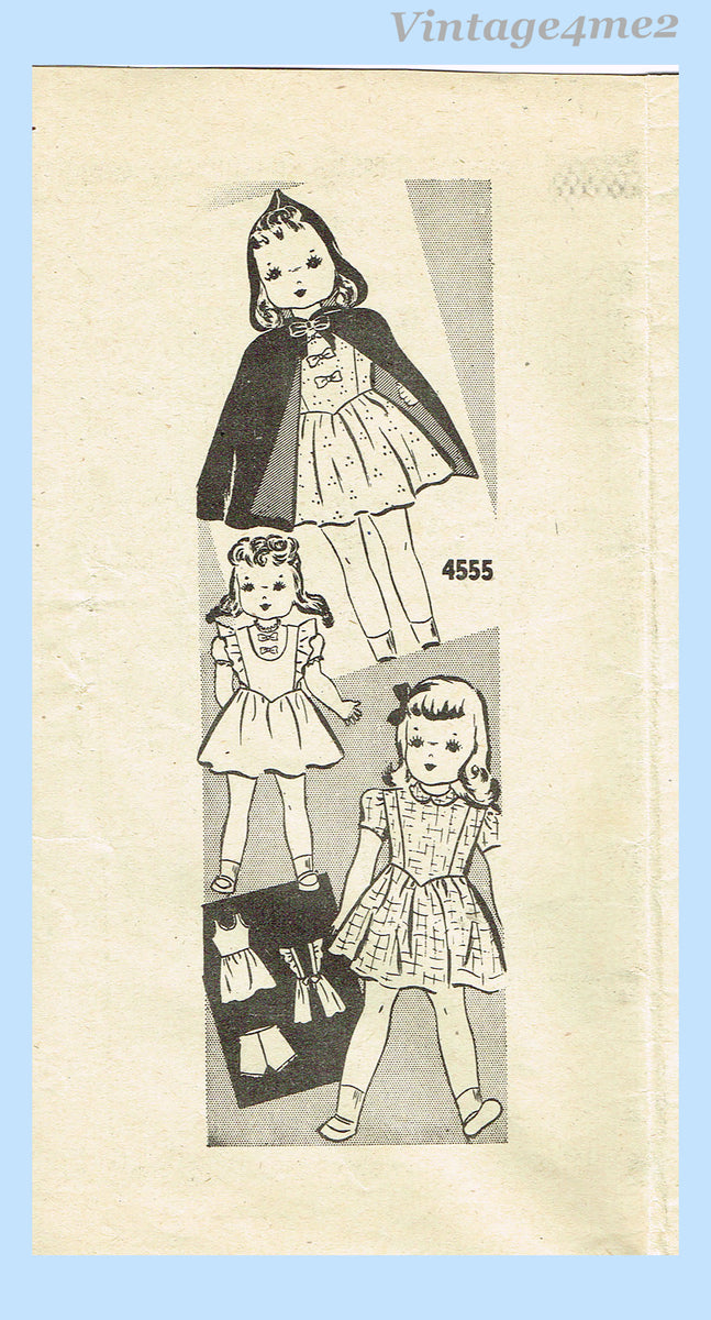 1950s Vintage Anne Adams Sewing Pattern 4593 16inch Doll Clothes Set ...