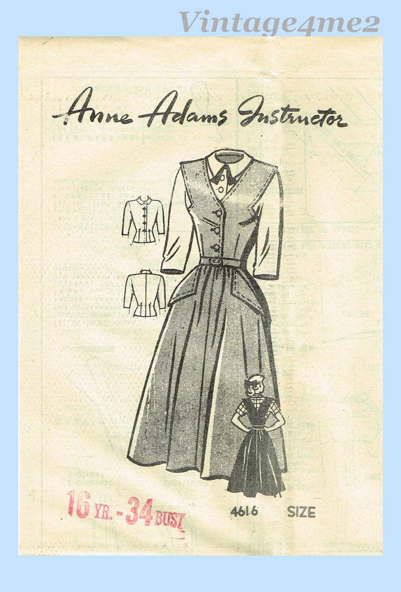 Anne Adams 4616: 1940s Uncut Misses Jumper 34 B Vintage Sewing Pattern ...