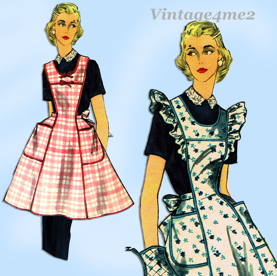 1950s Vintage Simplicity Sewing Pattern 1358 Misses Full Bib Apron SM ...