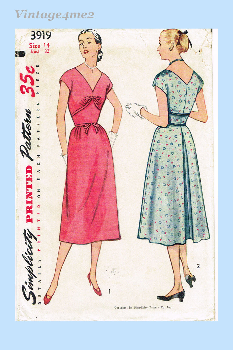 Simplicity 3919: 1950s Uncut Misses Sun Dress Vintage Sewing Pattern ...