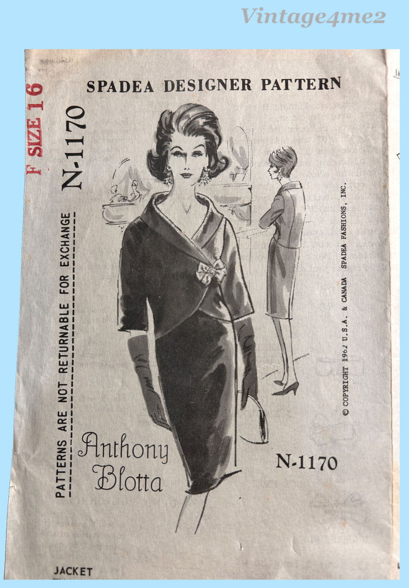 1960s Vintage Spadea Sewing Pattern 1170 Misses Designer Jacket 34 B ...