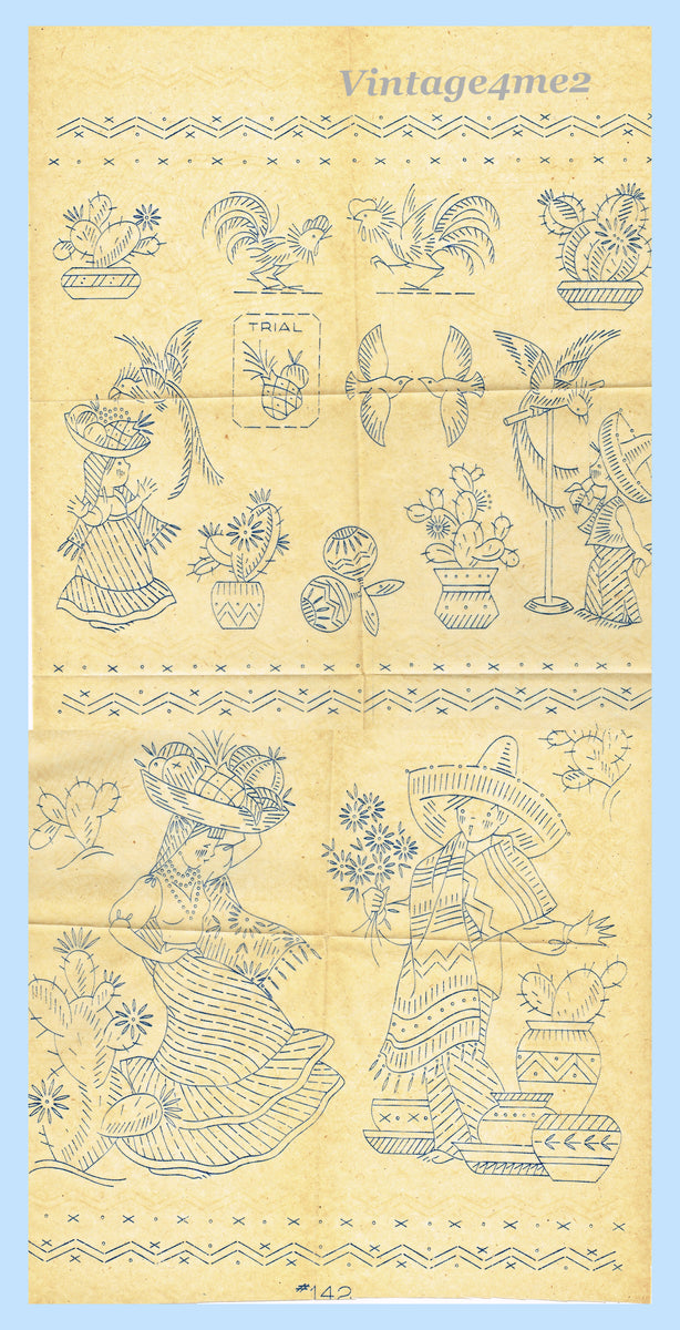 1950s Vintage Vogart Embroidery Transfer 142 Uncut Mexican Kitchen Mot ...