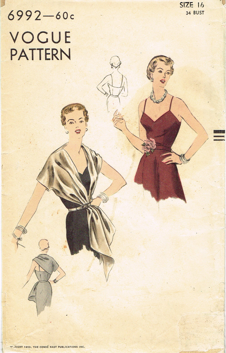 Vogue 6992: 1950s Misses Camisole & Stole 32 B Vintage Sewing Pattern ...