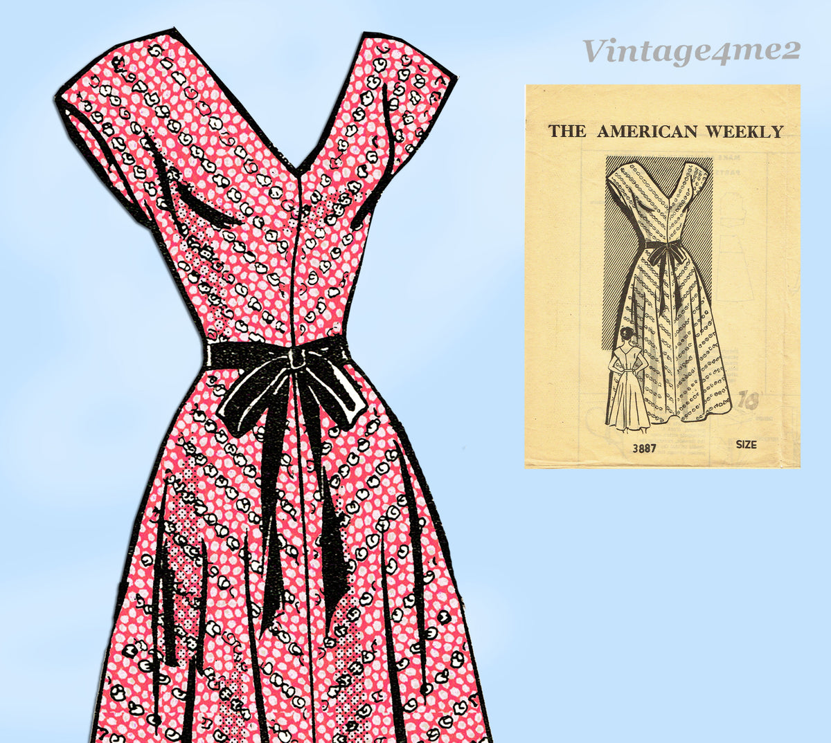 1950s Vintage American Weekly Sewing Pattern 3887 Uncut Misses Afterno ...