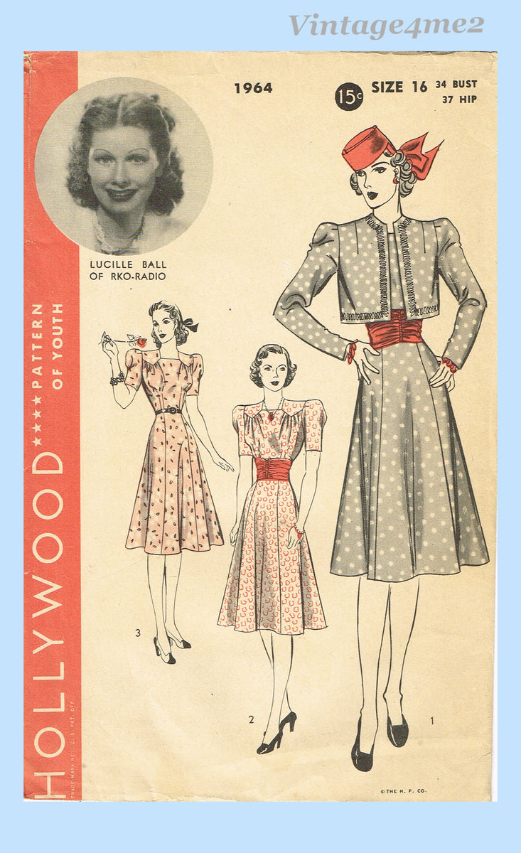 Hollywood 1964: 1940s Uncut Lucille Ball Dress Sz 34 B Vintage Sewing ...