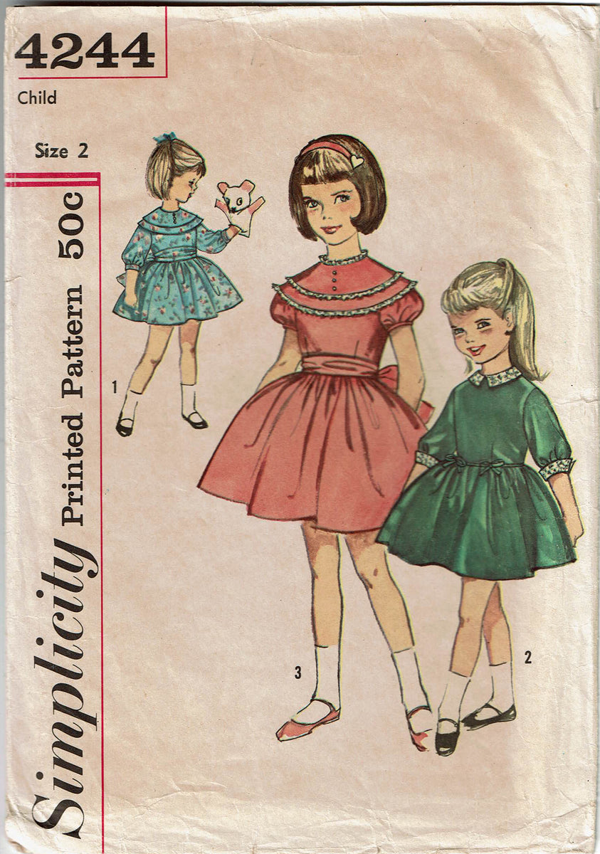 Simplicity 4244: 1960s Classic Toddler Girls Party Dress Vintage Sewin ...