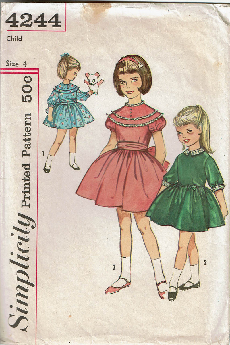 Simplicity 4244: 1960s Classic Toddler Girls Party Dress Vintage Sewin ...