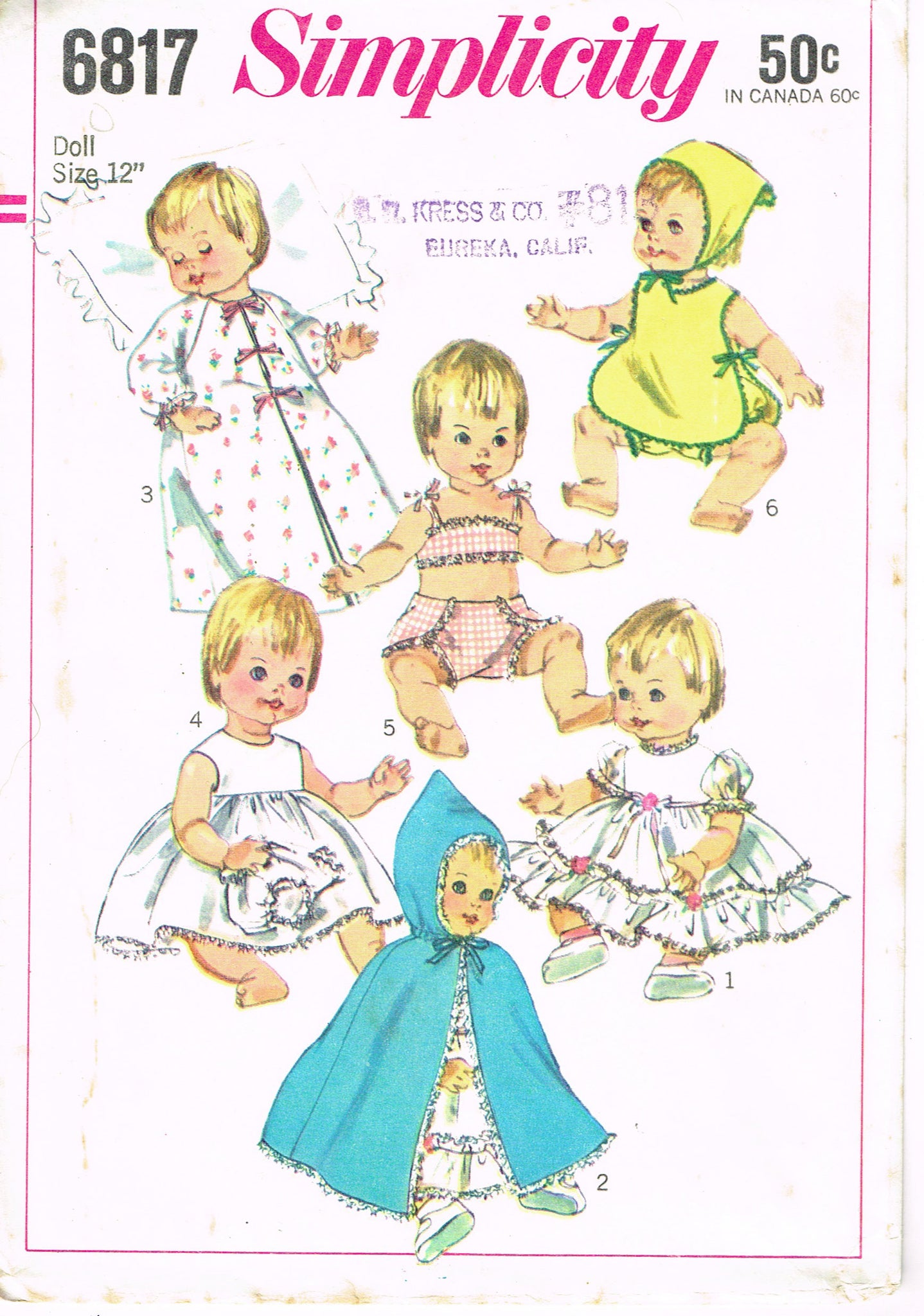 1960s Vintage Simplicity Sewing Pattern 6817 Ginny 18 In Doll Clothes ...