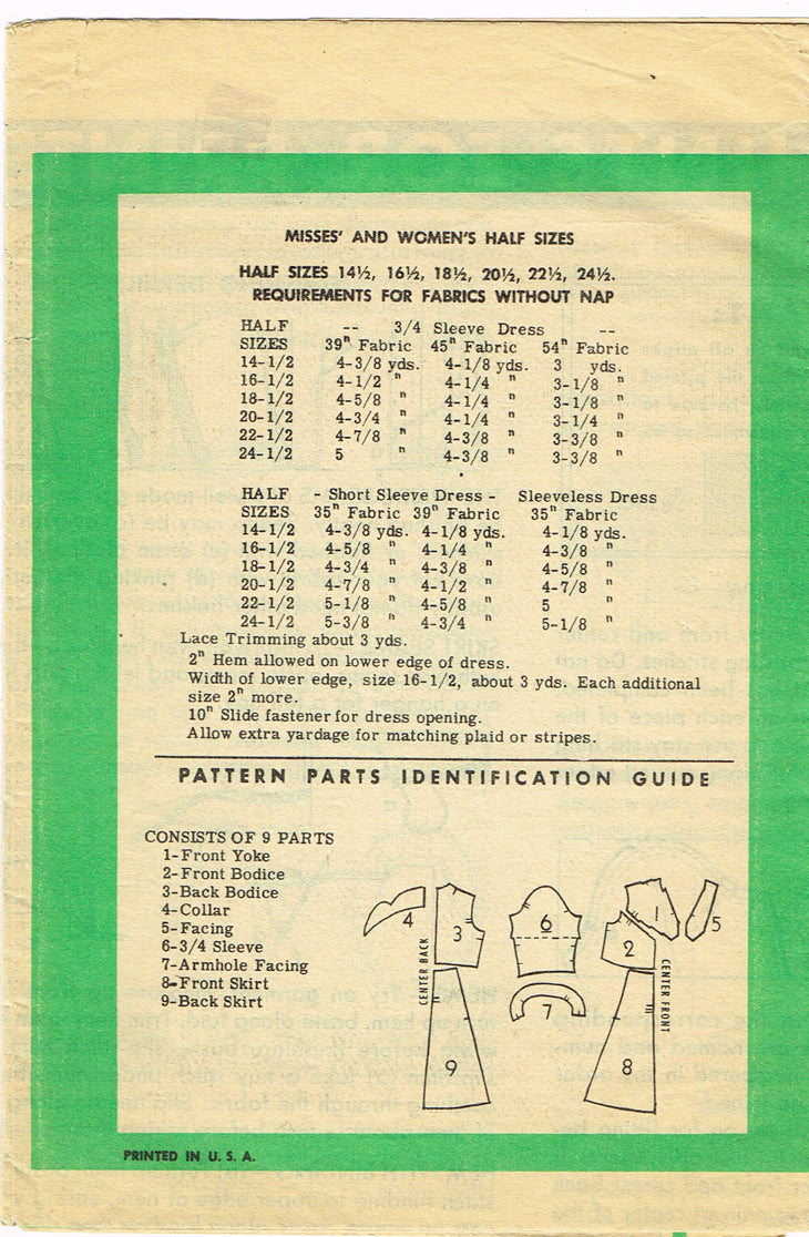 1950s Vintage Anne Adams Pattern 4830 Plus Size Tucked Sun Dress 41 B ...