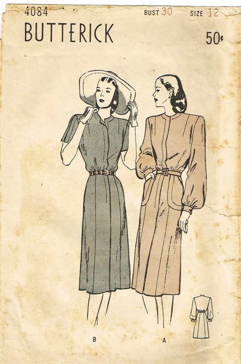 Butterick 4156: 1940s Misses Cocktail Dress 36B Vintage Sewing Pattern ...