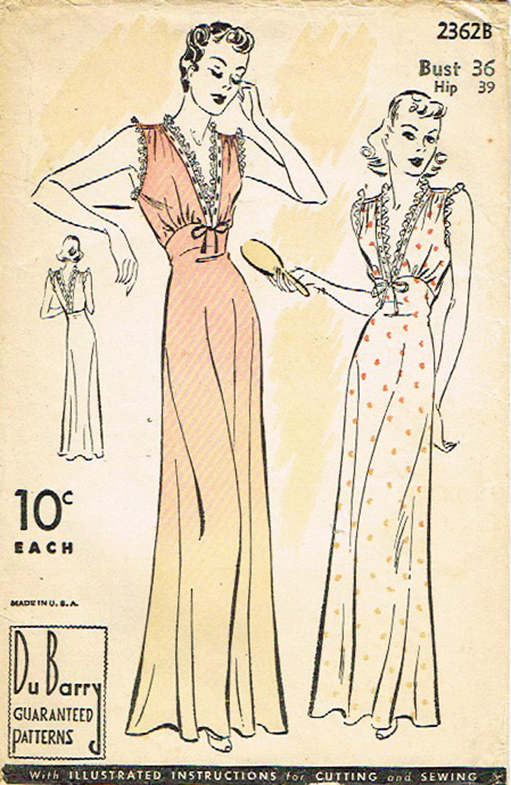 1930s Original Vintage Du Barry Pattern 2362 Uncut Misses Bias Gown 36 ...