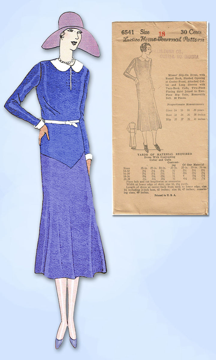 1930s VTG Ladies Home Journal Sewing Pattern 6541 Uncut Depression Era ...
