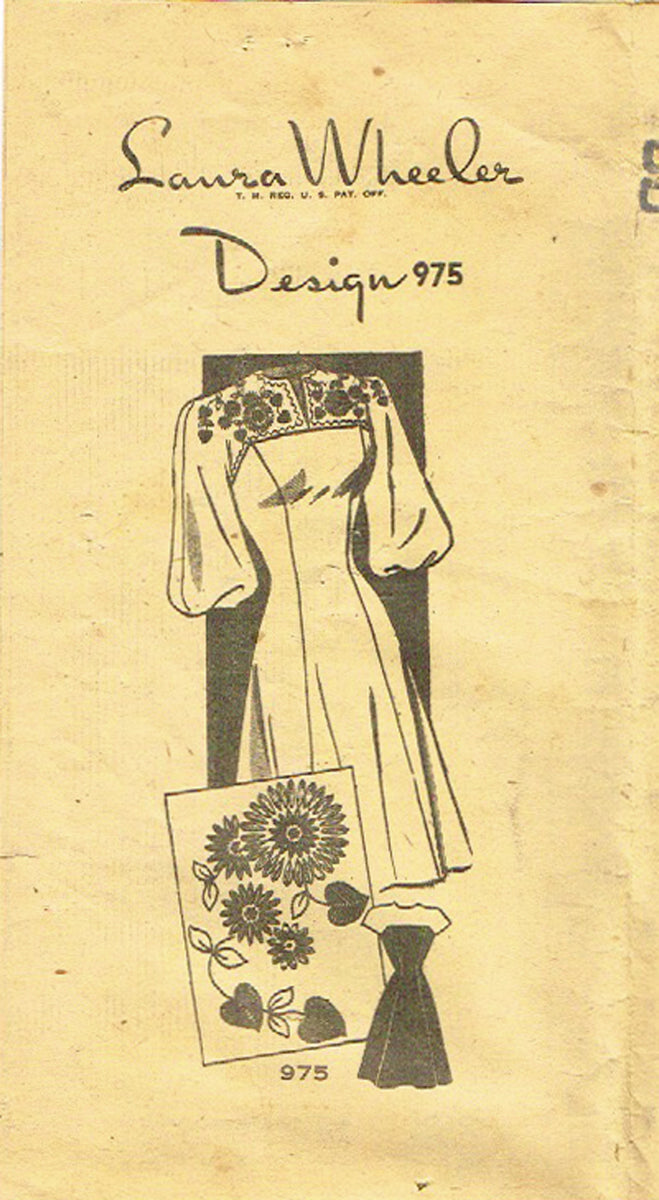 1940s Vintage Laura Wheeler Sewing Pattern 975 Embroidered Dress 29 B ...