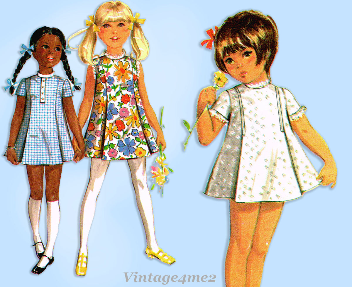 McCall 2290: 1960s Uncut Todddlers A-Line Boho Dress Size 6 Vintage Se ...