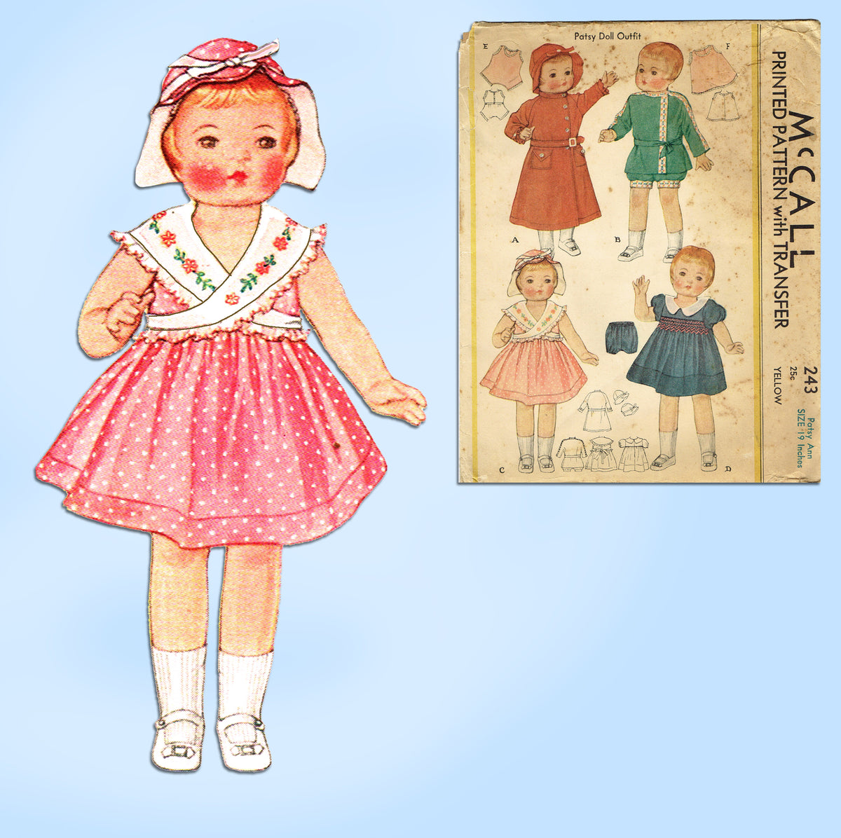 McCall 243: 1930s Uncut Patsy Ann 19 Inch Doll Clothes Vintage Sewing ...