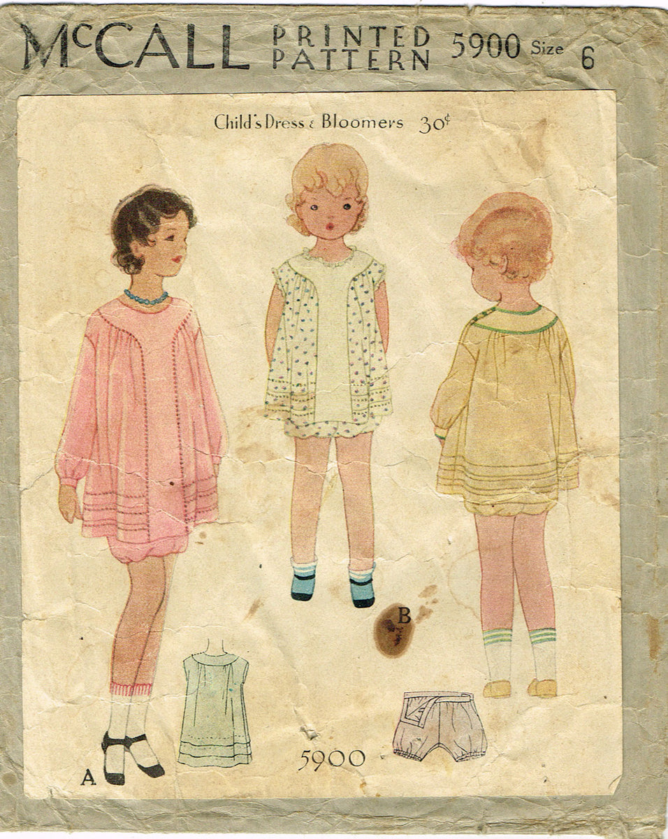 McCall 5900: 1920s Toddler Girls Bloomer Dress Size 6 Vintage Sewing P ...