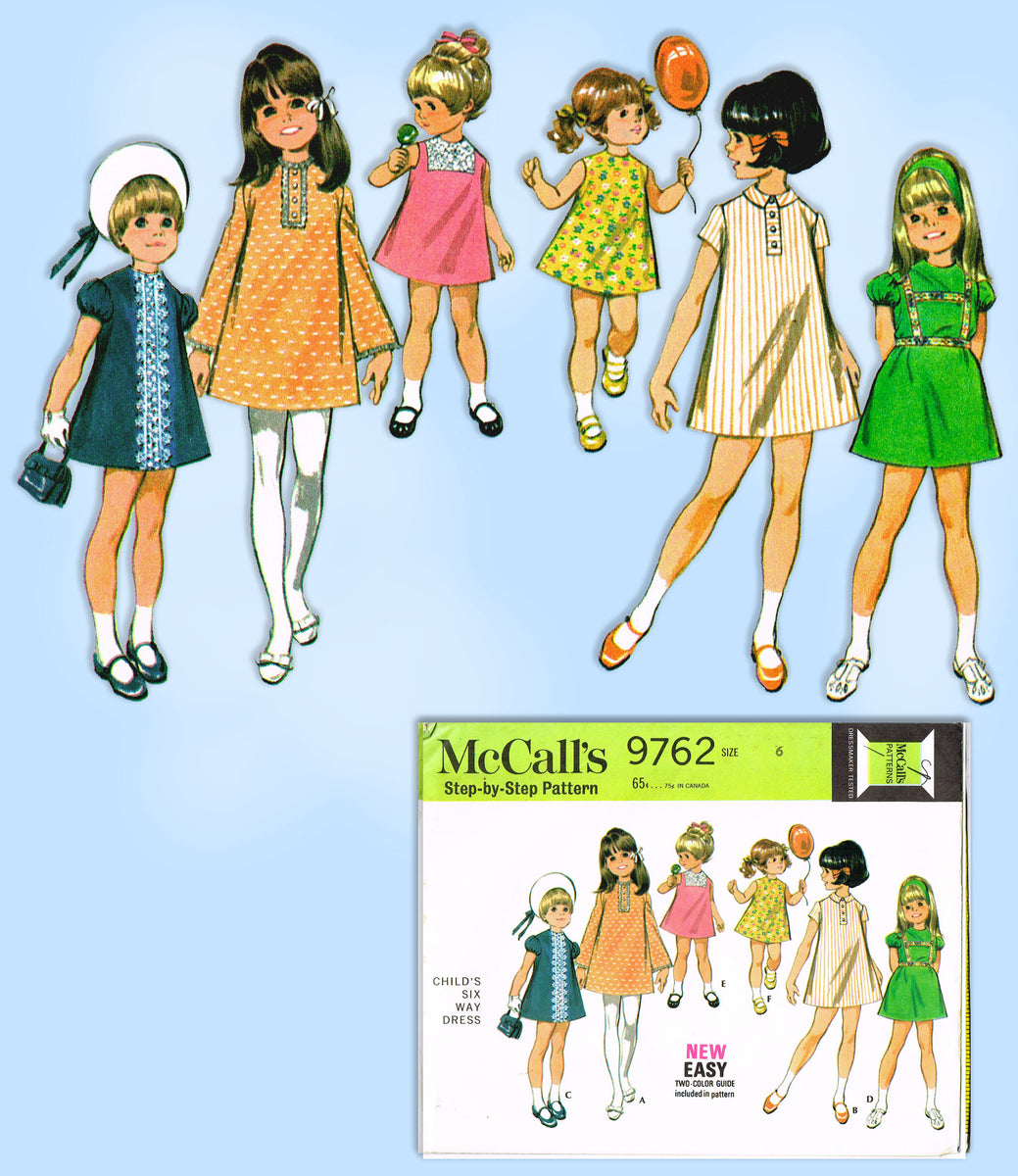 McCall 9762: 1960s Uncut Toddler Girls 6 Way Dress Size 6 Vintage Sewi ...