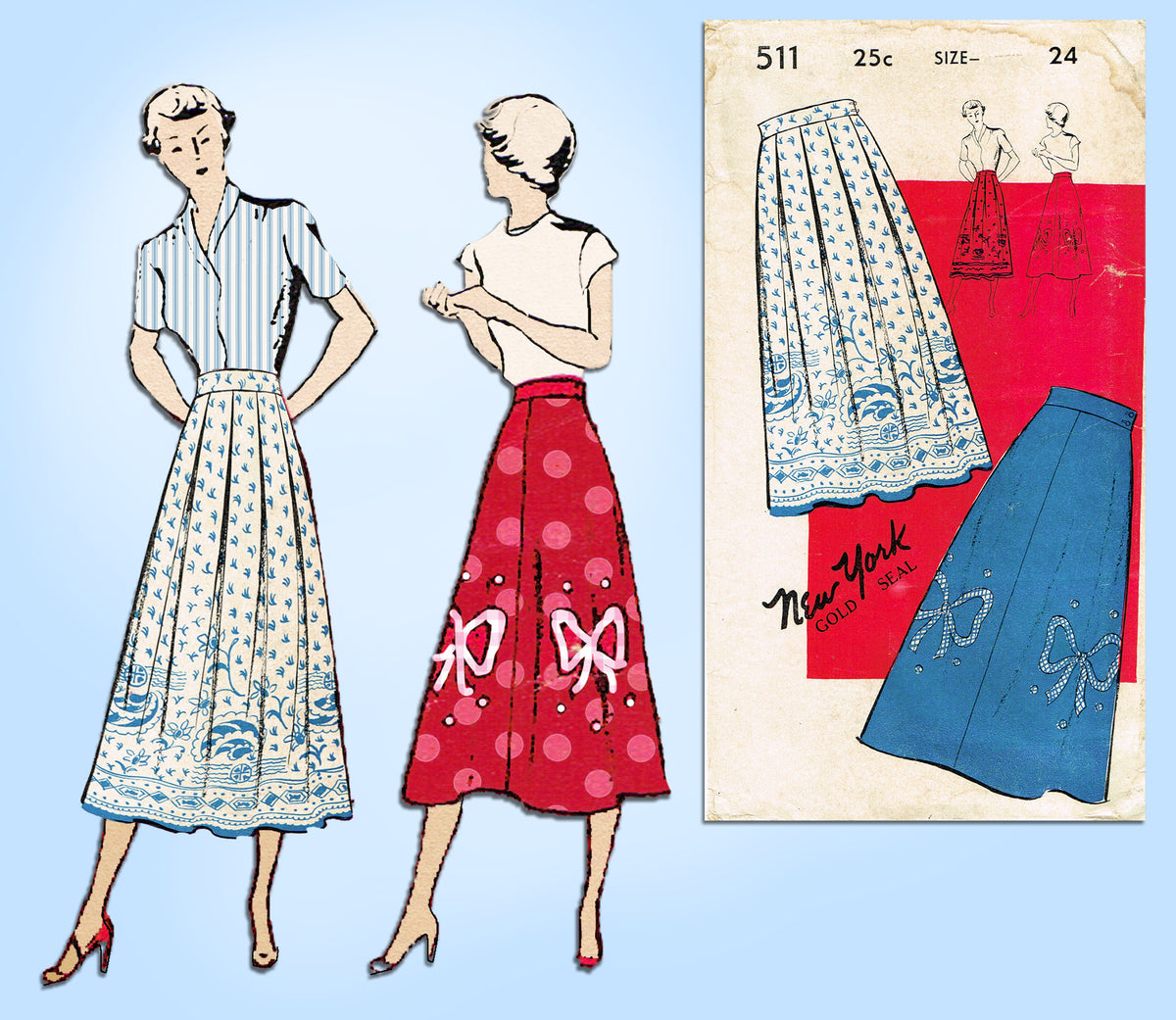 New York 511: 1950s Uncut Misses Skirt Set Vintage Sewing Pattern ...