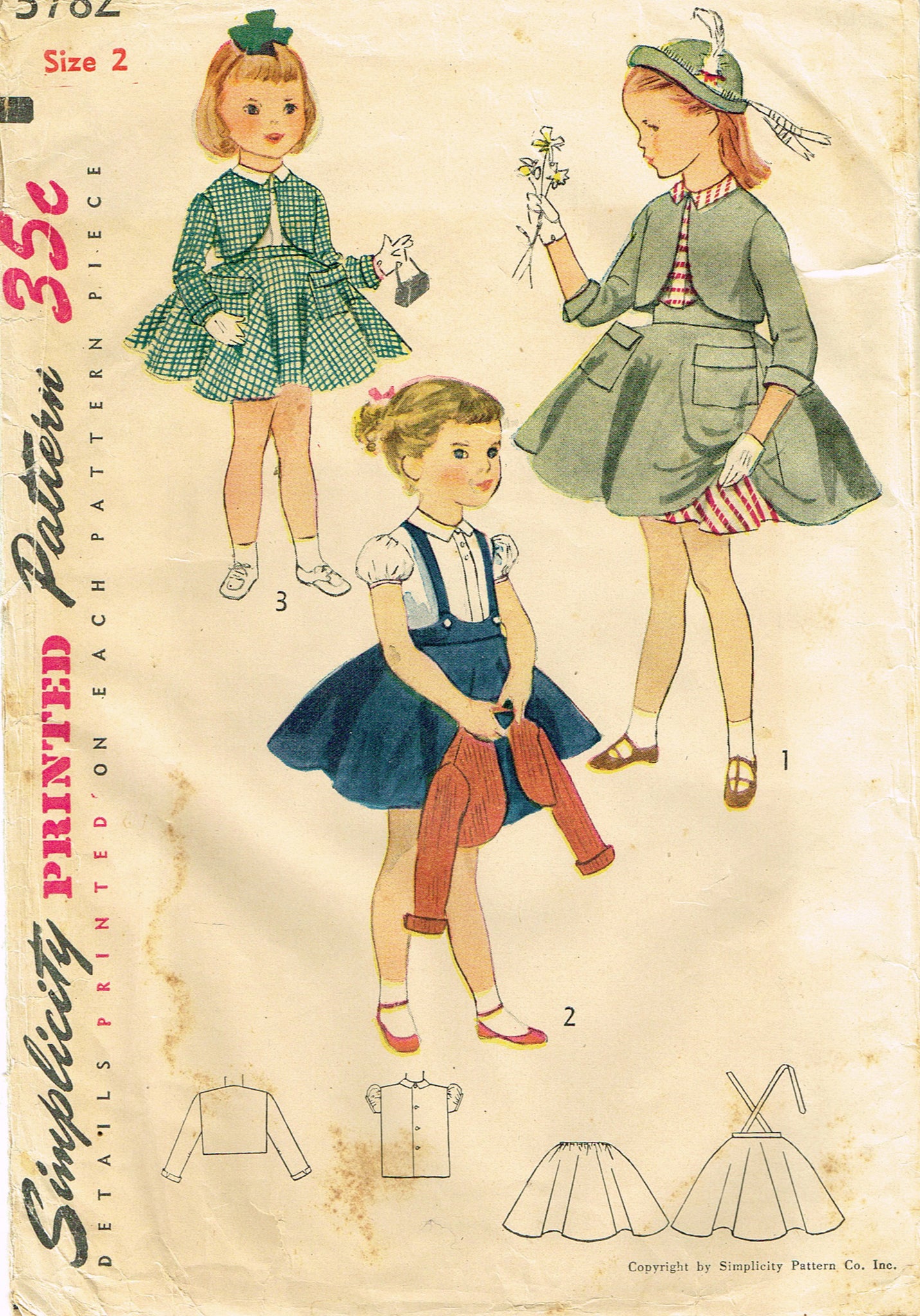 1950s Vintage Simplicity Sewing Pattern 3782 Uncut Toddler Girls Suit ...