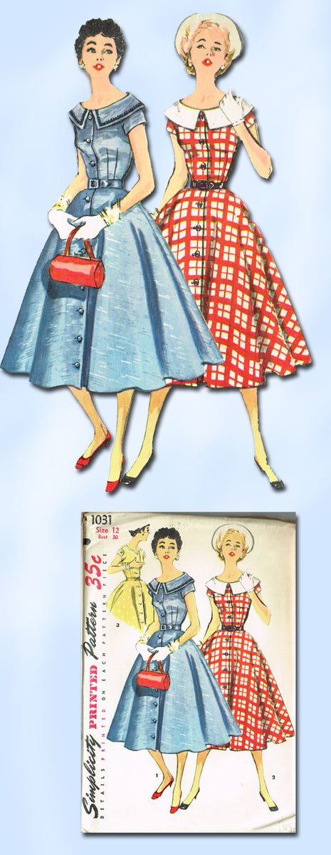 1950s Vintage Misses' Day Dress Uncut 1955 Simplicity Sewing Pattern 1 ...