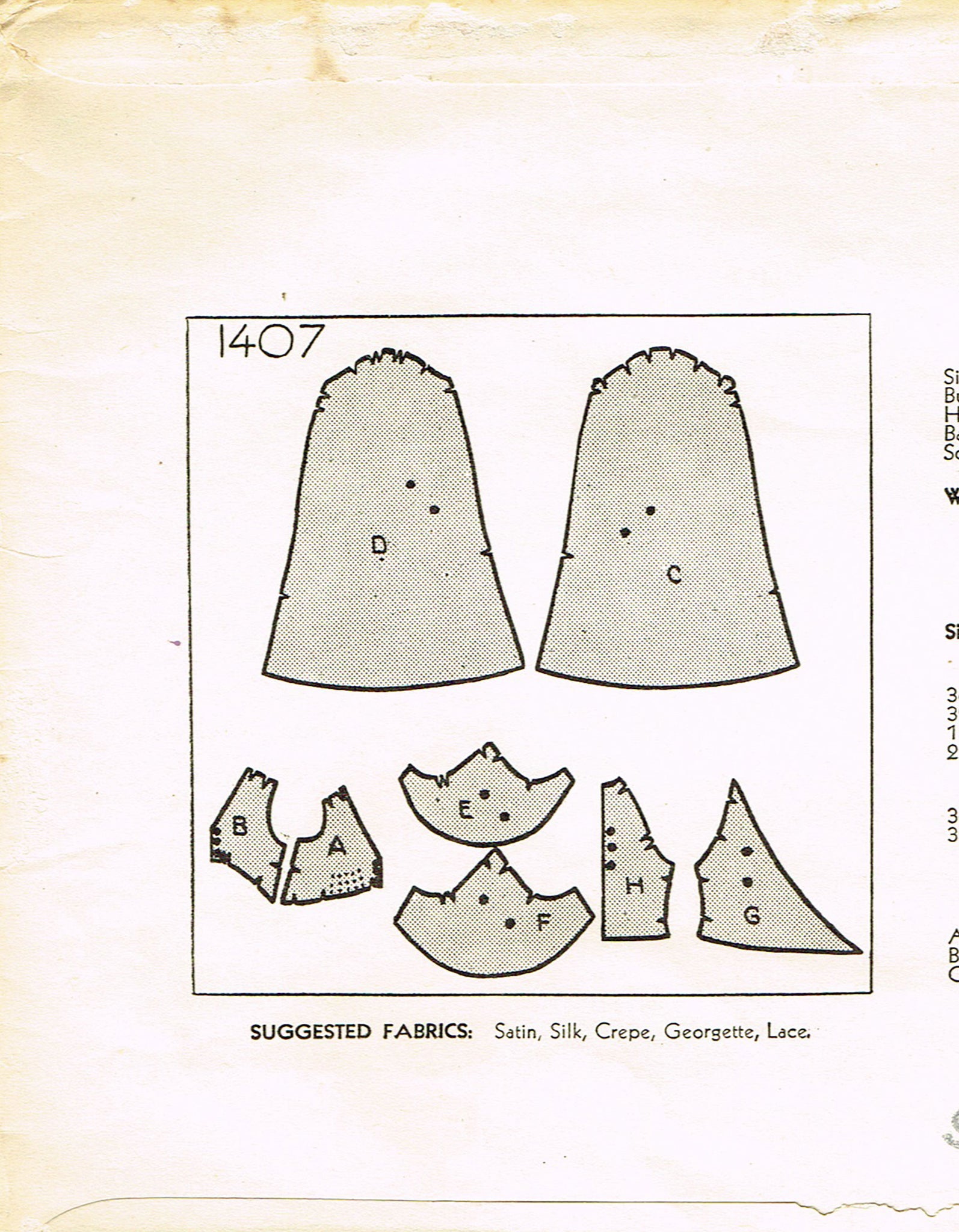 Simplicity 1407: 1930s Uncut Nightgown Size 40B Vintage Sewing Pattern ...