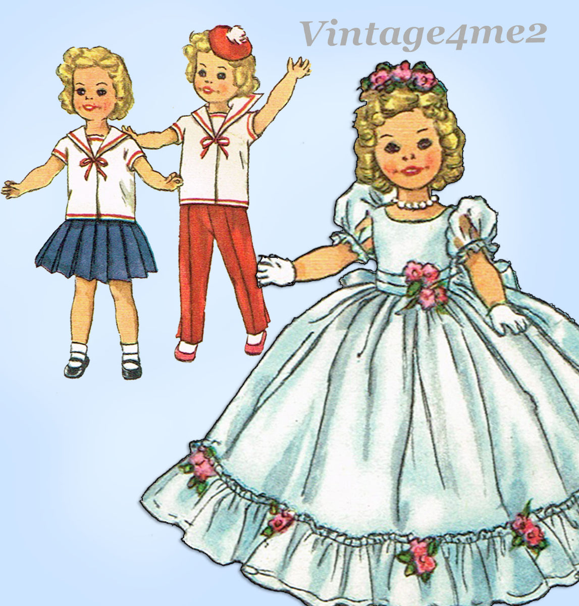 1950s Vintage Simplicity Sewing Pattern 2717 12 Inch Shirley Temple Do ...
