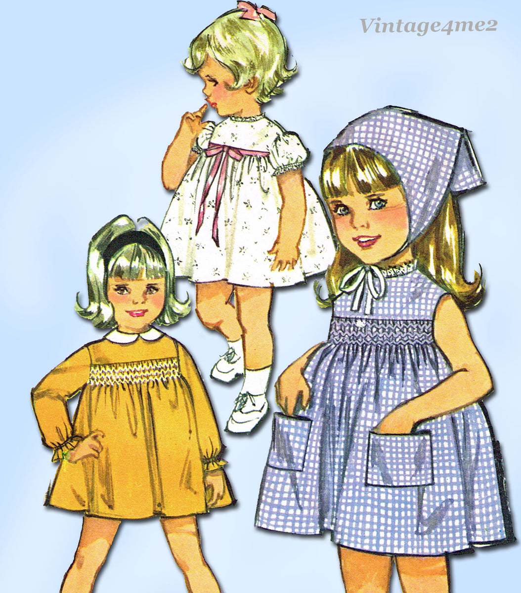 Simplicity 5847: 1960s Sweet Baby Girls Smocked Dress Vintage Sewing P ...