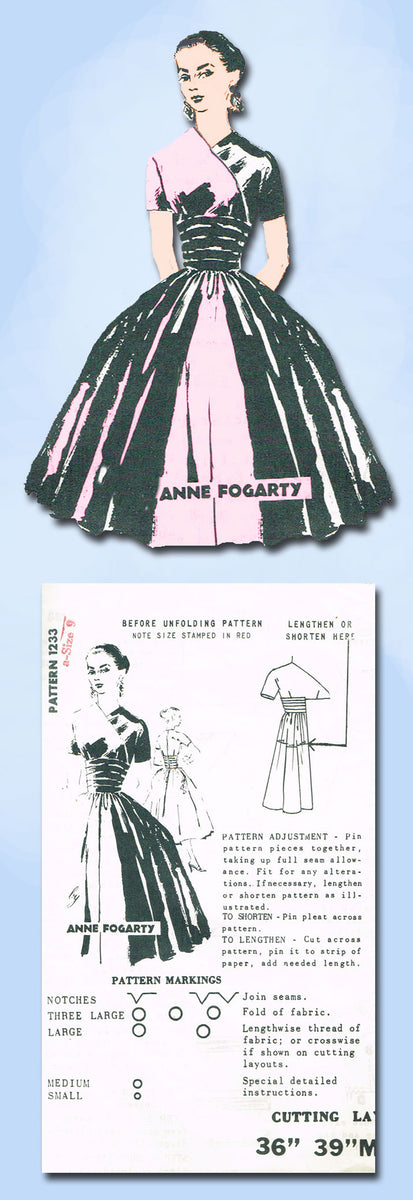 1950s Vintage Spadea Designer Sewing Pattern 1223 Anne Fogarty Cocktai ...
