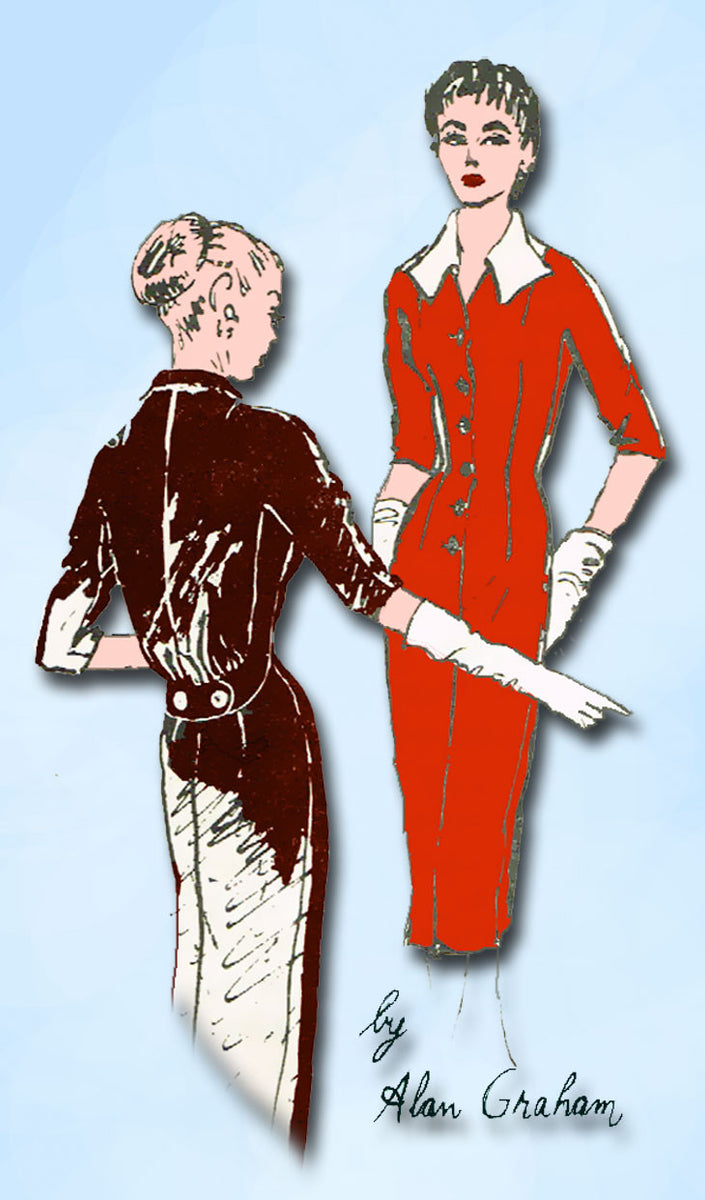 1950s Vintage Spadea Designer Sewing Pattern S-287 Misses Coat Dress S ...
