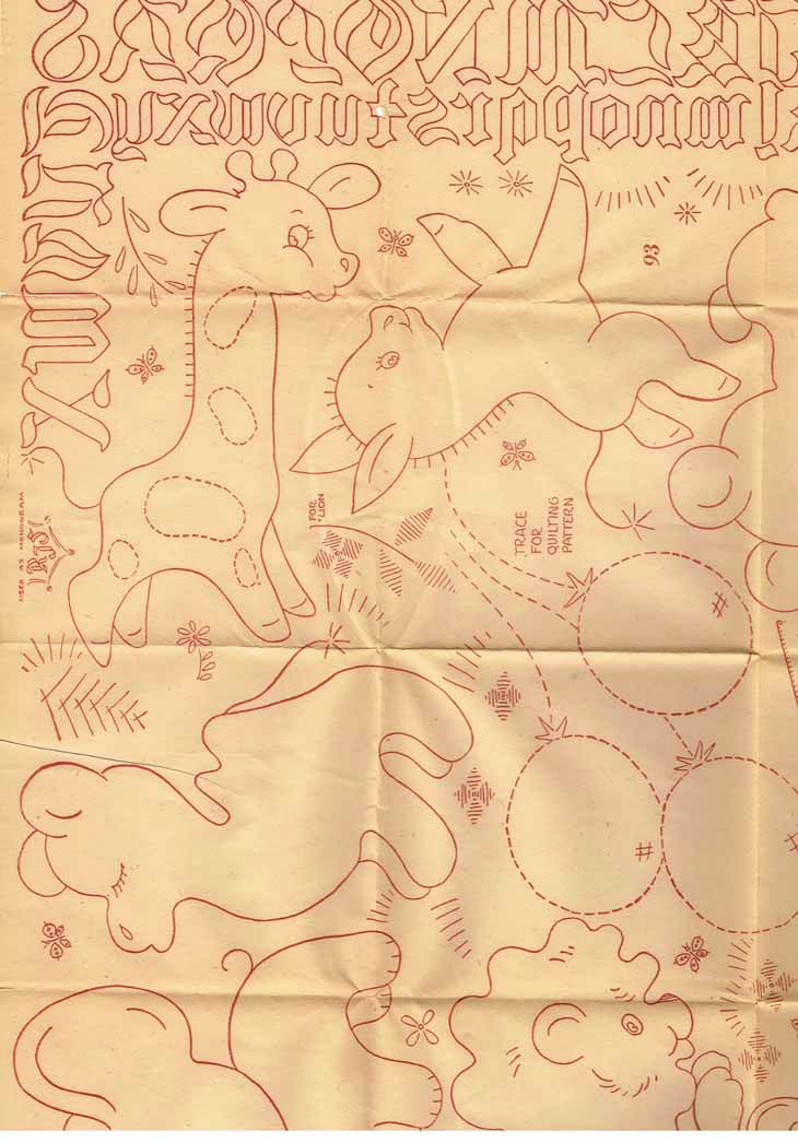 1940s Workbasket Embroidery Transfer #93 Uncut Applique Zoo Crib Quilt ...
