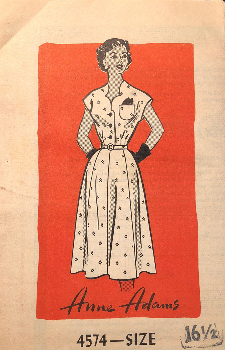 1950s Original Vintage Anne Adams Pattern 4574 Uncut Misses Dress 36 B ...