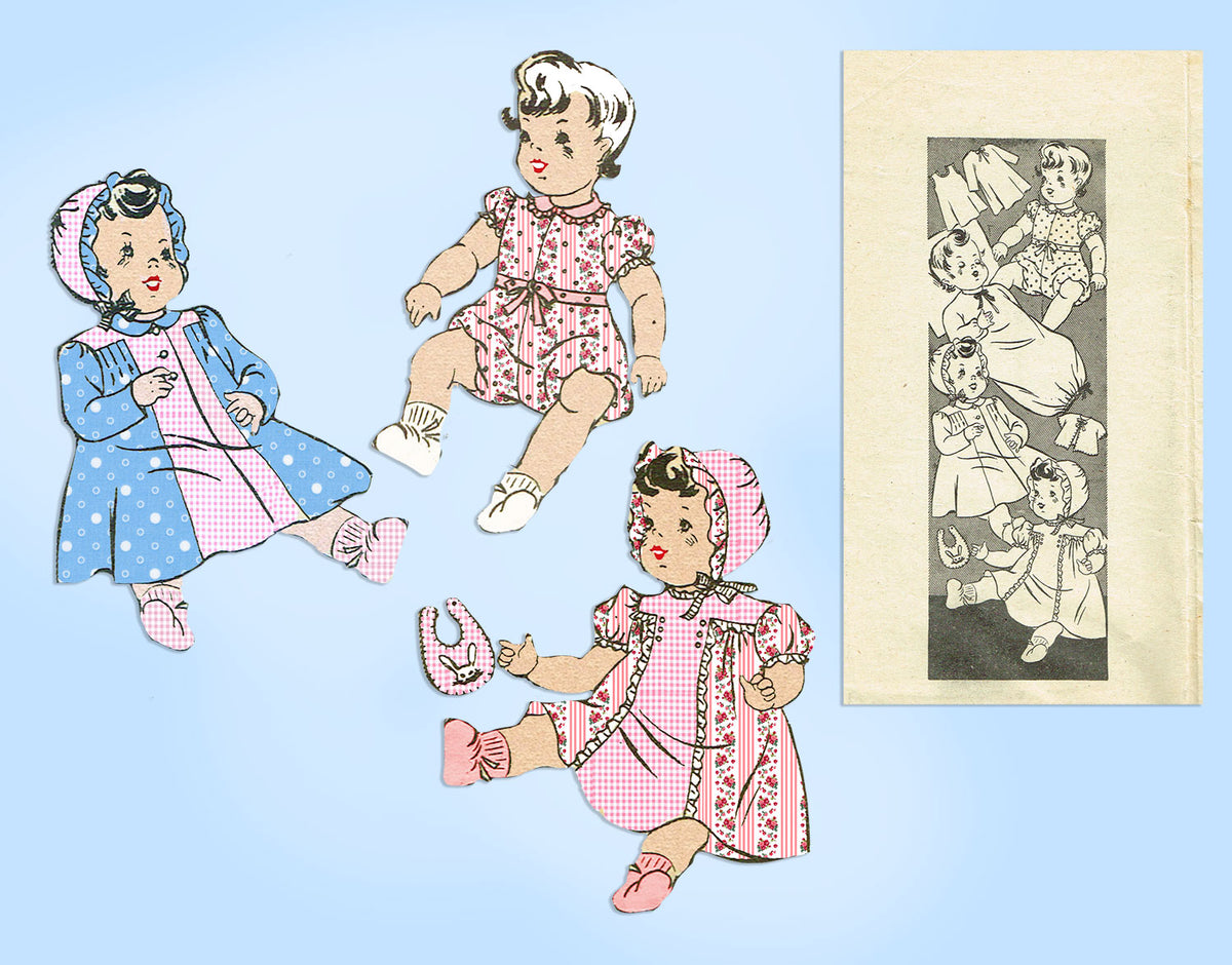 Anne Adams 4580: 1940s Cute 12 Inch Doll Clothes Set Vintage Sewing Pa ...
