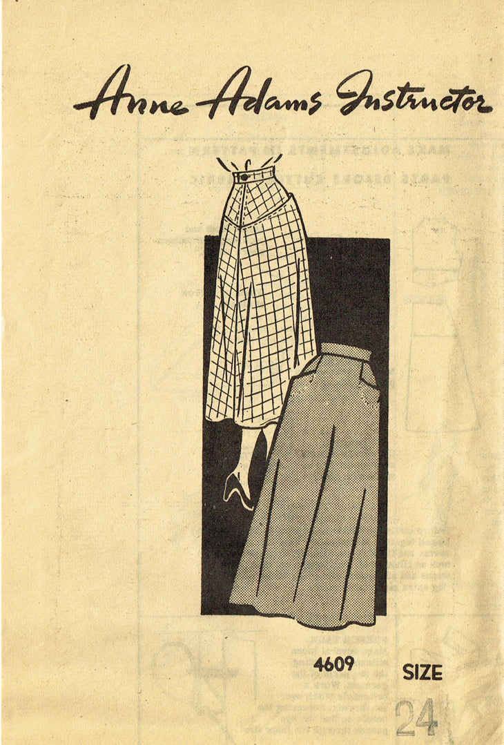 1950s Original Vintage Anne Adams Pattern 4609 Charming Misses Skirt ...