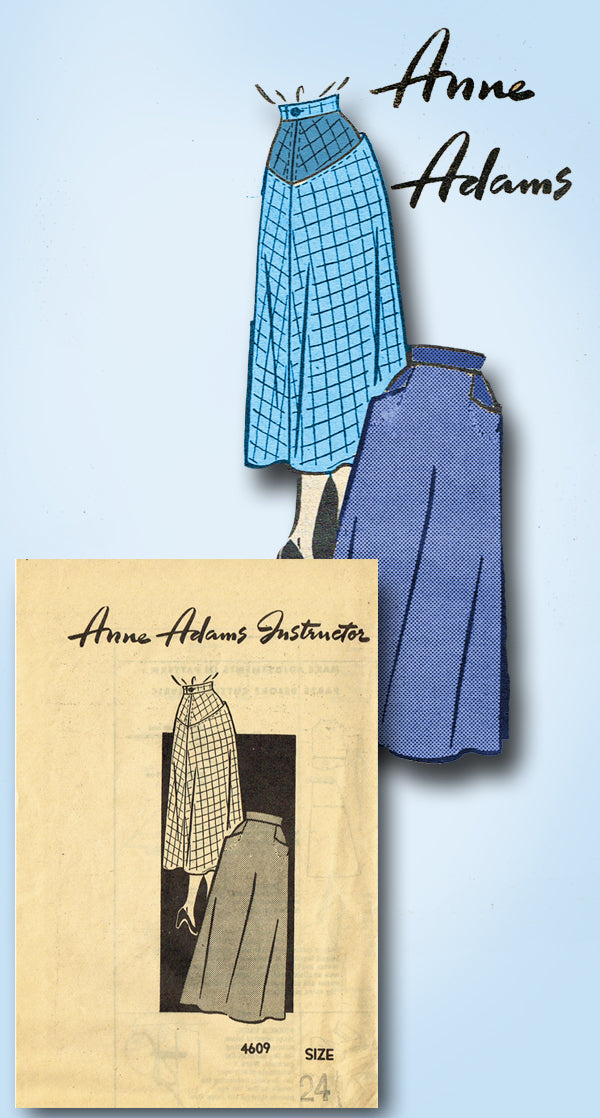 1950s Original Vintage Anne Adams Pattern 4609 Charming Misses Skirt ...