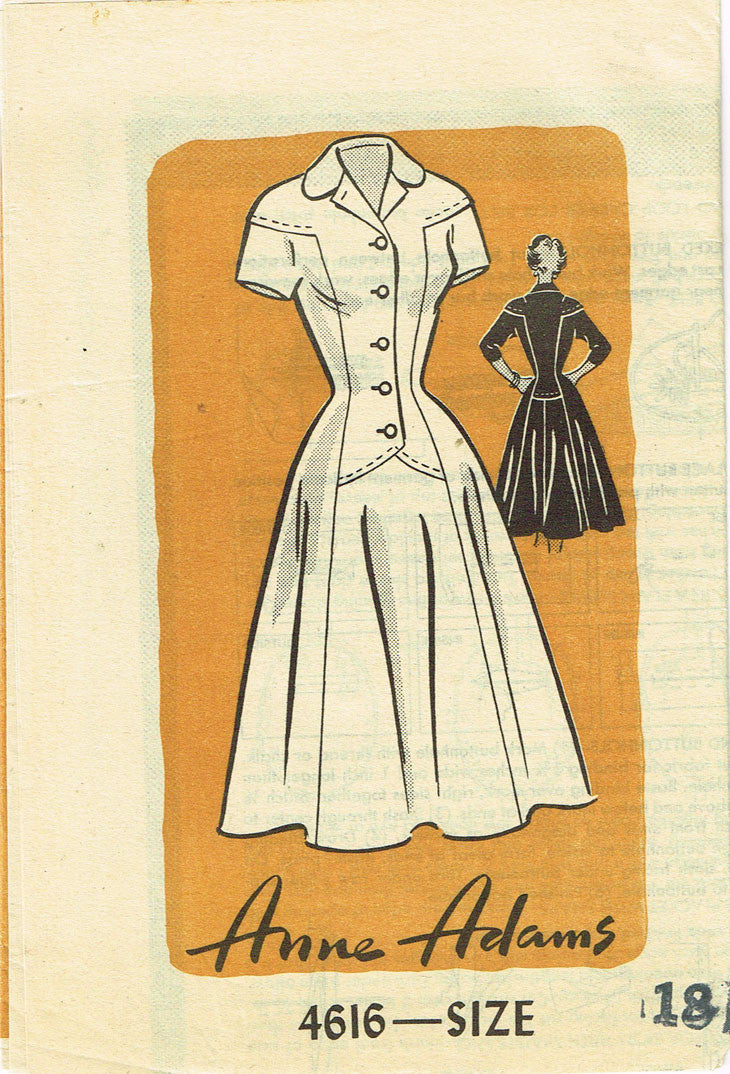 1950s Vintage Anne Adams Sewing Pattern 4616 Uncut Misses Dress Size 1 ...