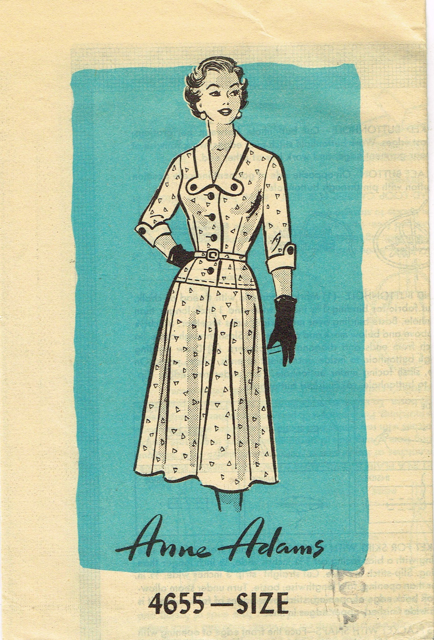 1950s Vintage Anne Adams Sewing Pattern 4655 Uncut Plus Size Women's D ...