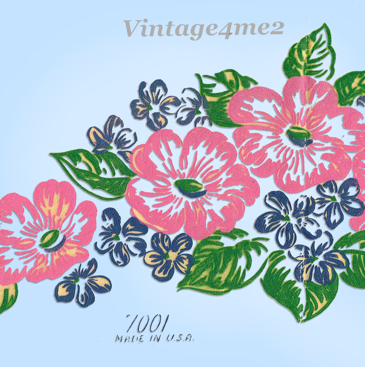 1950s Four Color Vintage Textilprint 7001 Wild Rose Apron Motifs No Se ...