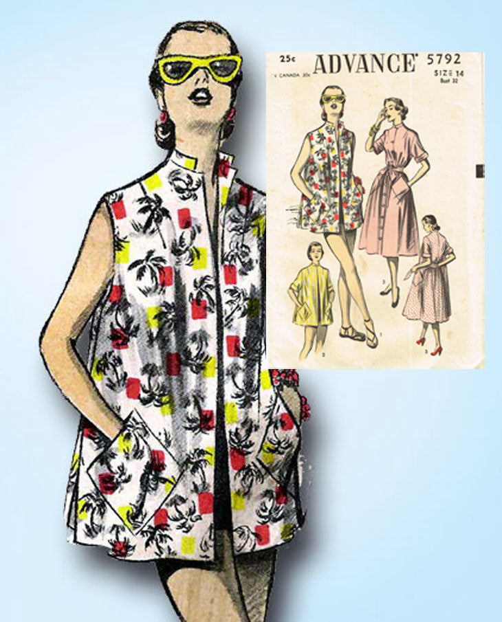 1950s VTG Advance Sewing Pattern 5792 Misses Duster Robe or Cover Up ...