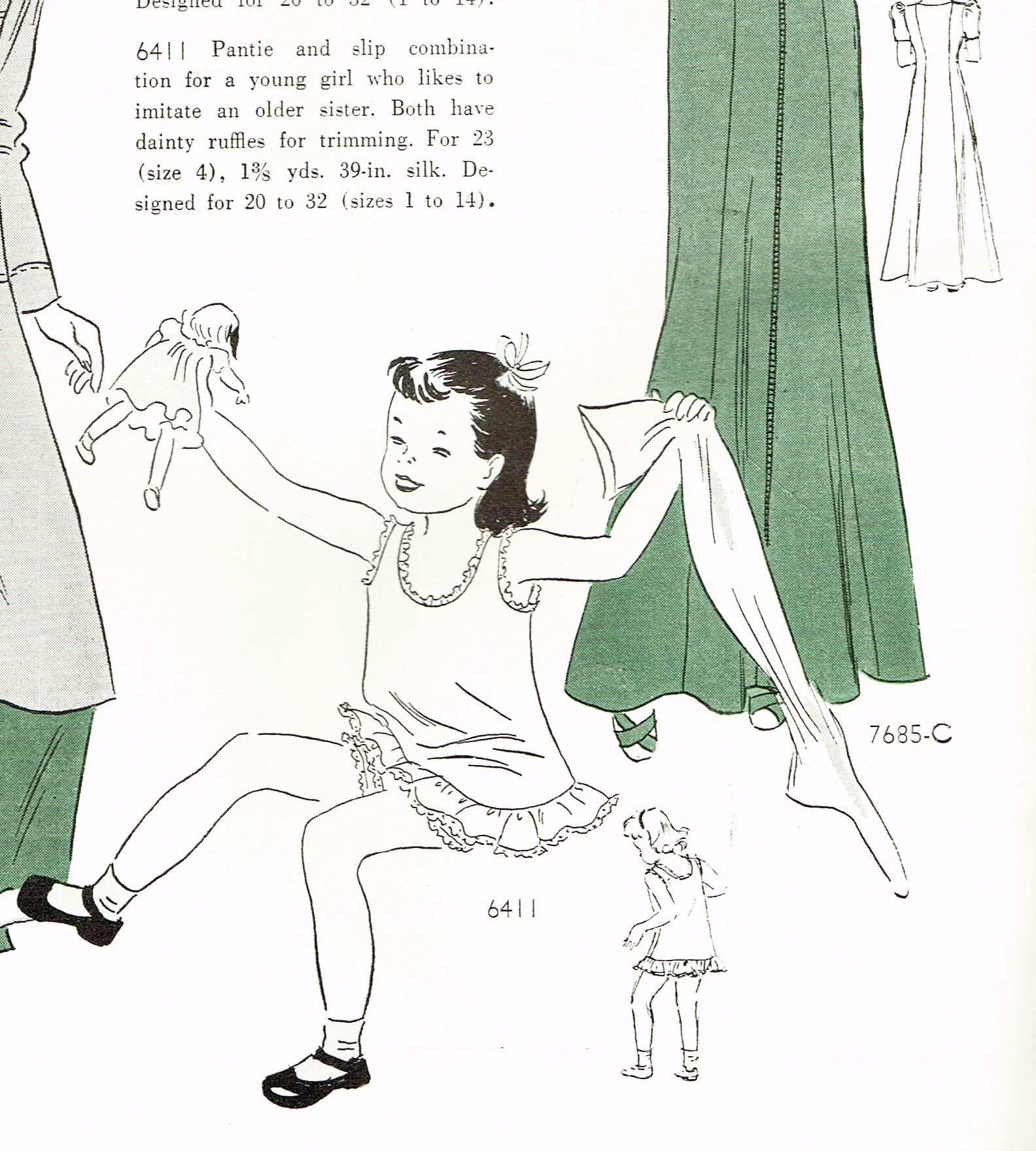 1930s Vintage Butterick Sewing Pattern 6411 Toddler Girls Slip Panties ...