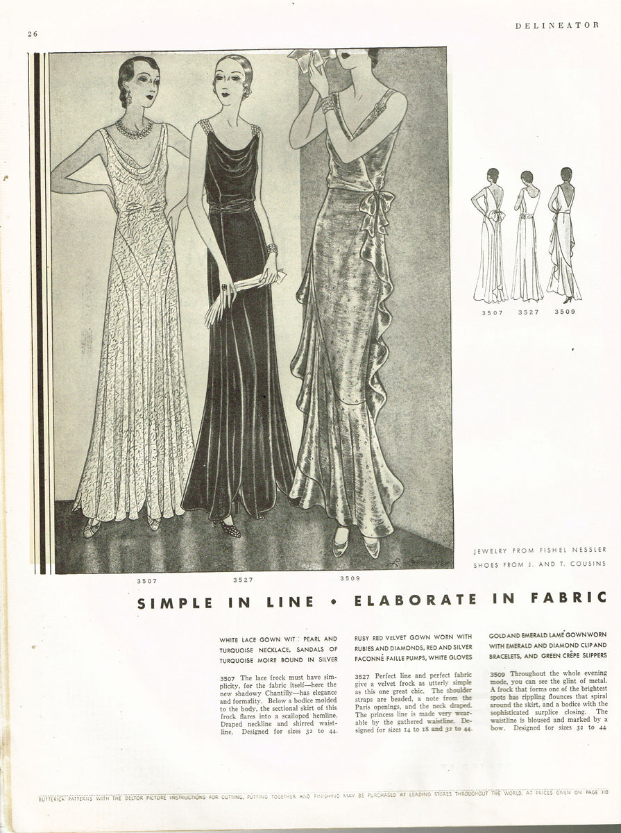 1930s Vintage Butterick Delineator Patterns & Womens Magazine Nov 1930 ...