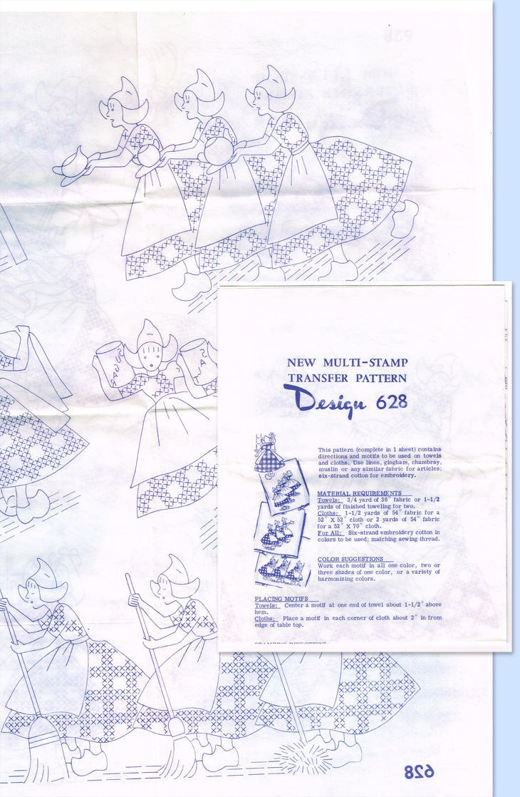 1950s VTG Design Mail Order Embroidery Transfer 628 Dutch Gal Triplet ...
