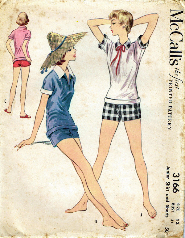 1950s Vintage Misses Shorts and Shirts Uncut McCalls Sewing Pattern 13 ...