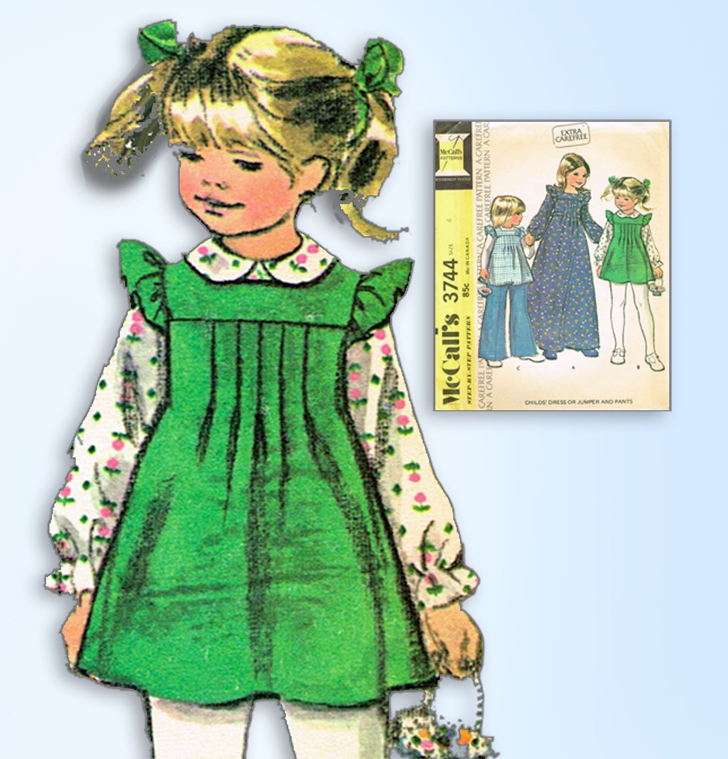 1970s Vintage McCall's Sewing Pattern 3744 Uncut Toddler Girls Dress 6 ...