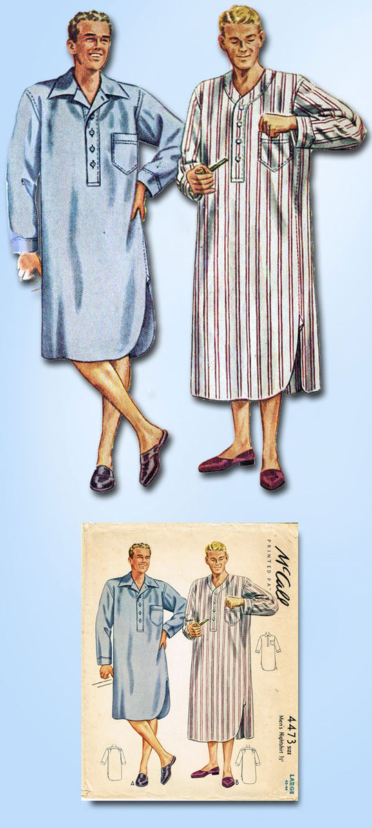 1940s Vintage Mens Nightshirt 1941 McCall VTG Sewing Pattern 4473 Size ...