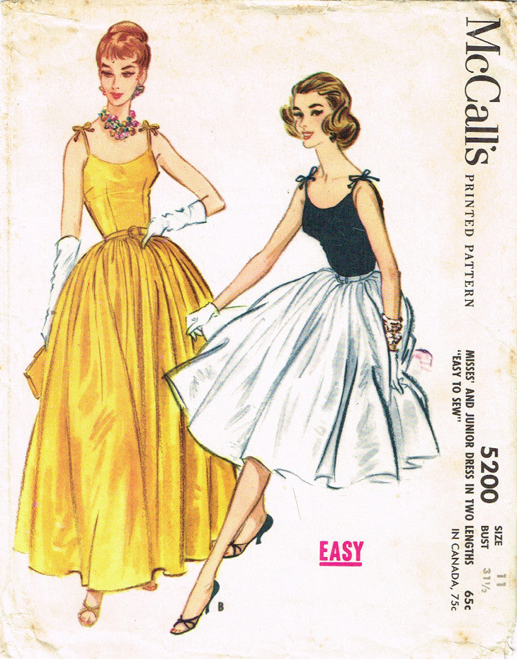 1950s Vintage McCalls Sewing Pattern 5200 Easy Misses Evening Gown Siz ...