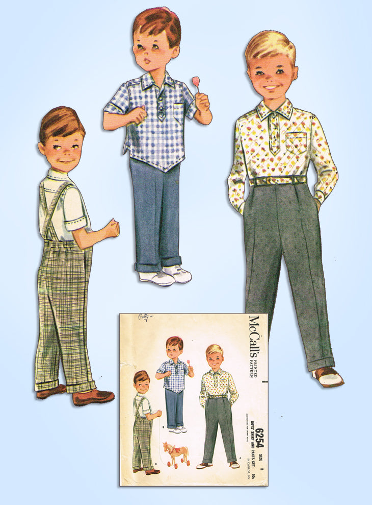 1960s Vintage McCalls Sewing Pattern 6254 Toddler Boys Shirt and Pants ...