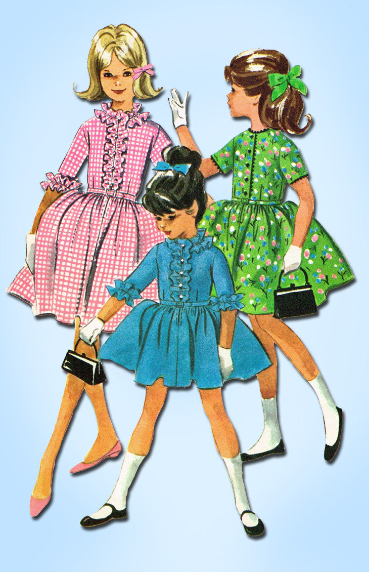 1960s Vintage McCalls Sewing Pattern 6414 Girls Shirtwaist Dress Size ...