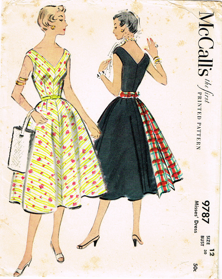 1950s Original Vintage McCall's Pattern 9787 Misses Sun Dress Sz 30 B ...